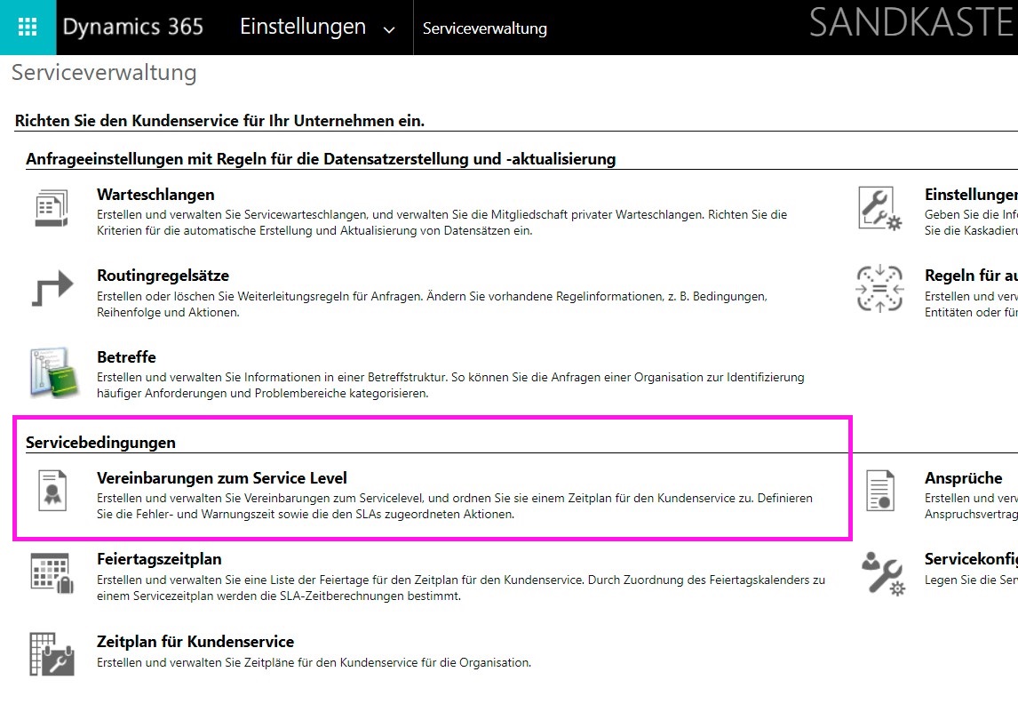 SLA im Dynamics 365 Customer Engagement / CRM